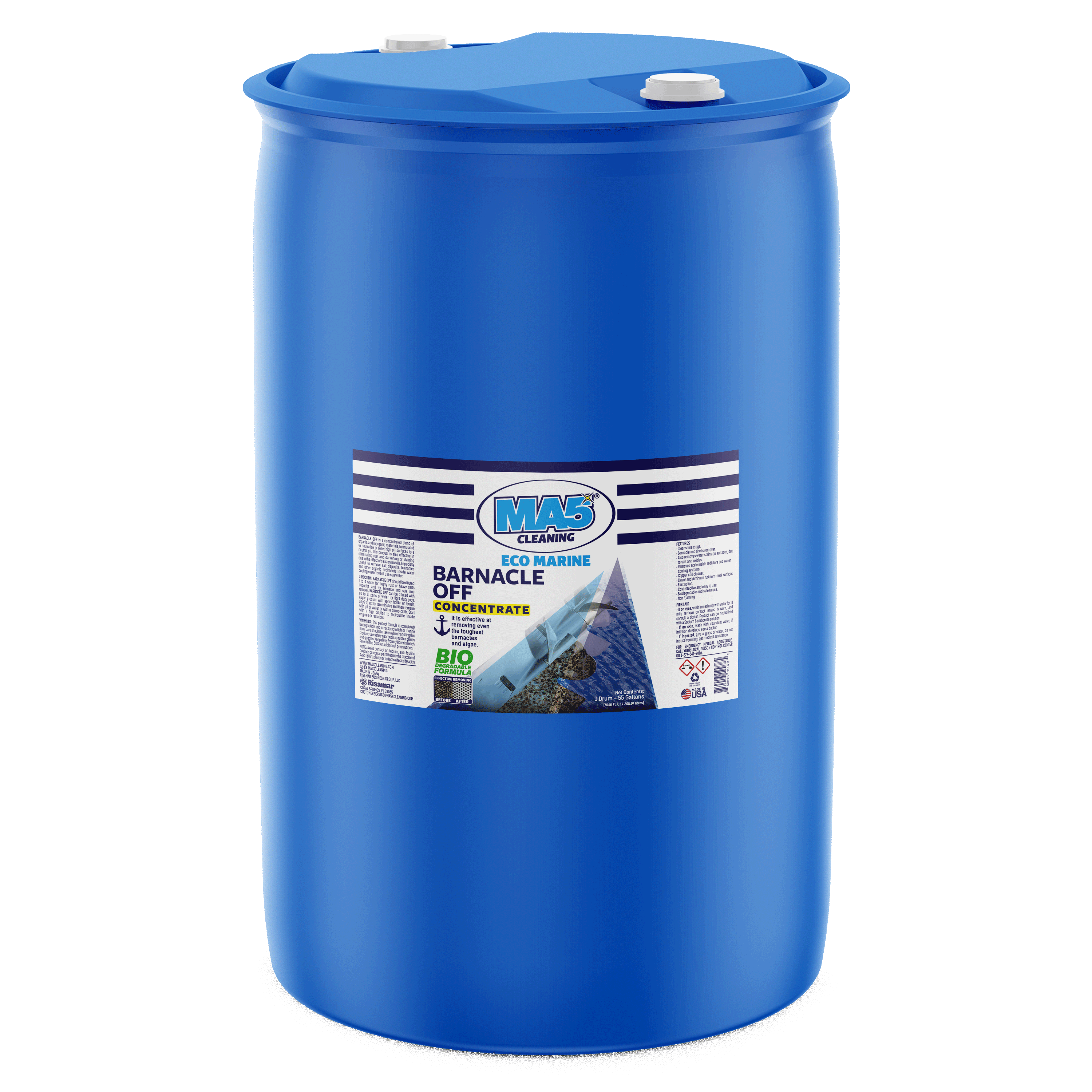 55-Gallon Barnacle Remover Drum | Marine Growth Cleaner – MA5X®