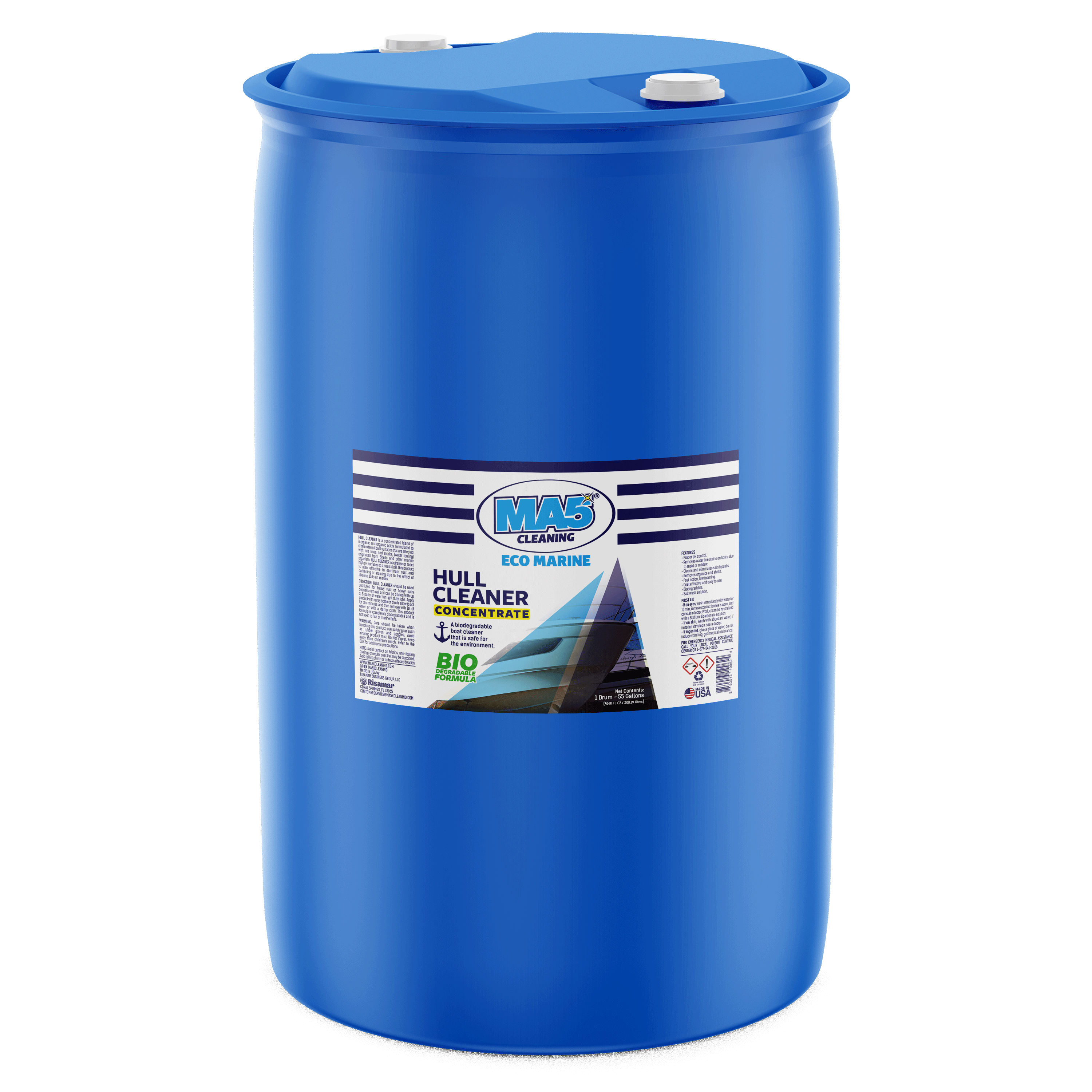 55-Gallon Boat Hull Cleaner Drum | Marine Rust Remover – MA5X®
